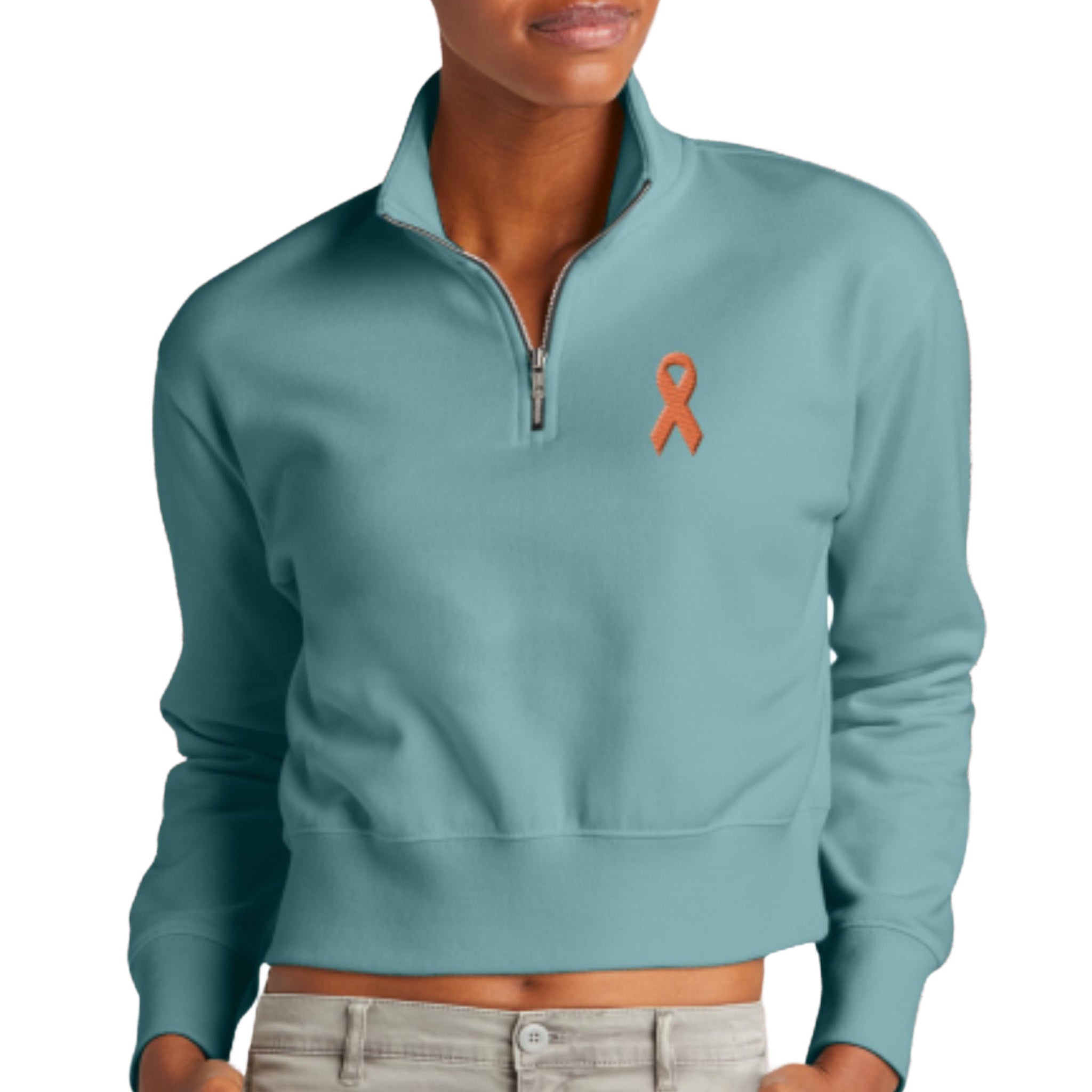 Women's Fleece Quarter-Zip with Orange Ribbon Emblem – Lily Chase